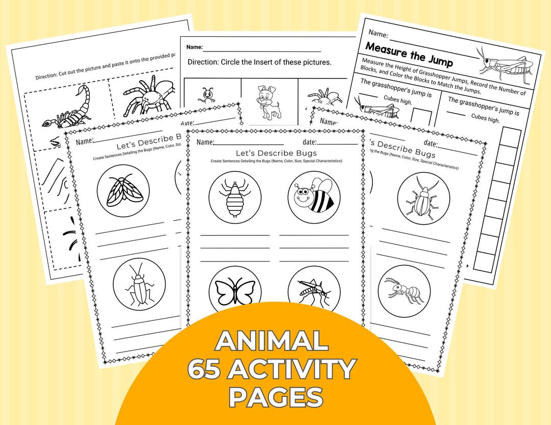 Animals Activity Educational Bundle, Animal Match Coloring, Learning ...