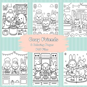Cozy Friends Cute Animal Characters Coloring Book, Cozy Moments ...