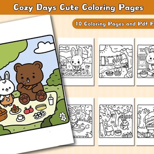 10 Cozy Days Cute Coloring Pages, Cottage Friends Coloring Book, Easy ...