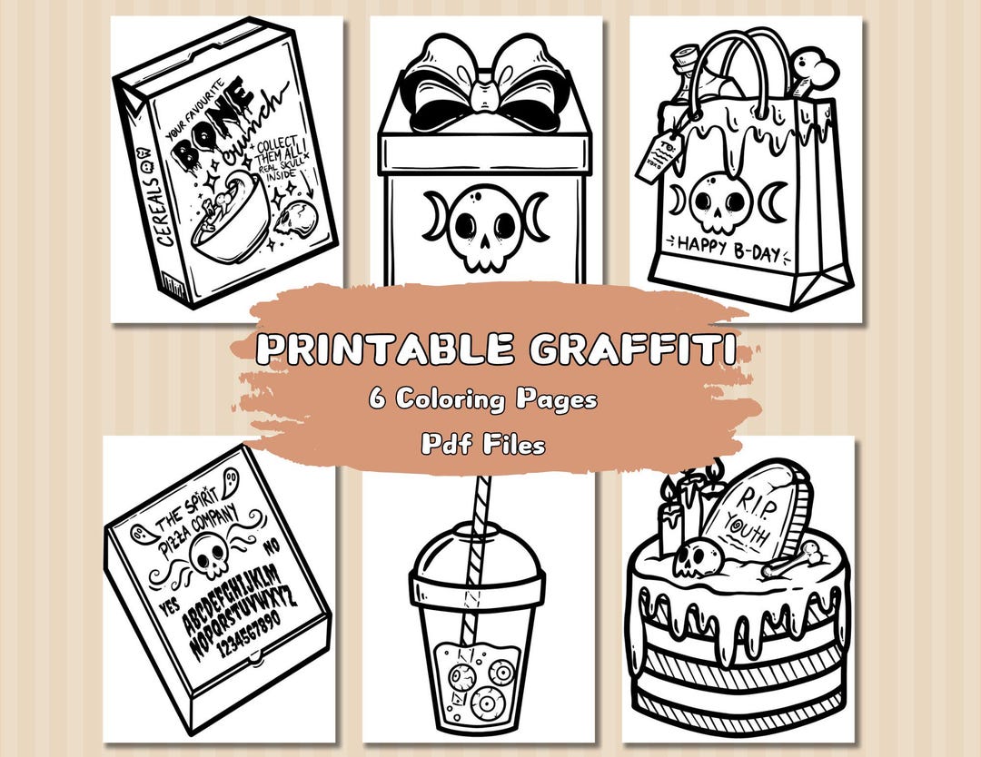 Printable Graffiti Coloring Pages Kids Adults, Sarcastic Birthday ...