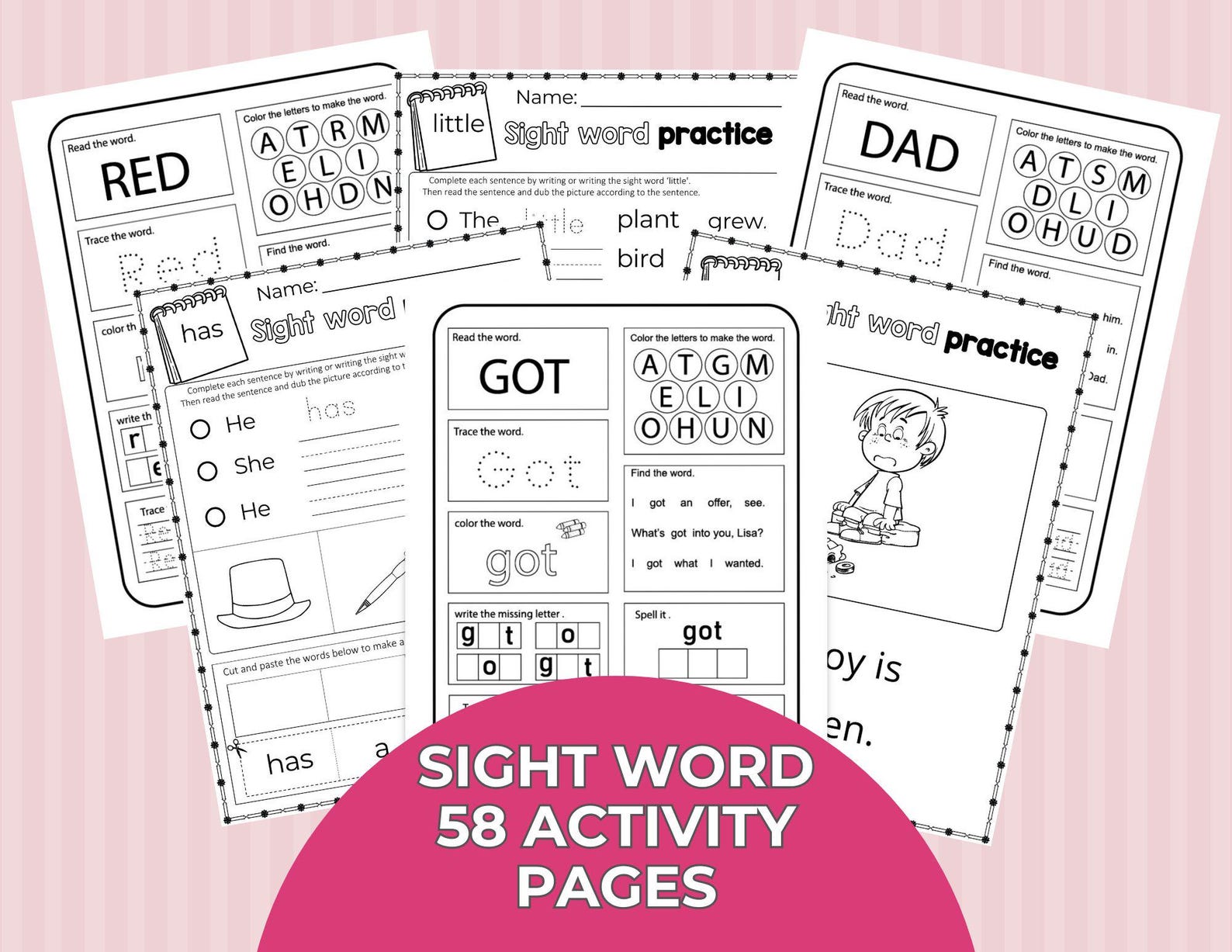 Sight Words Worksheets Bundle, Printable Sight Words Activity ...