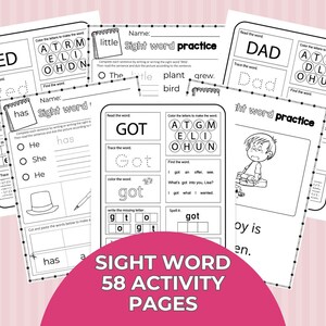 Sight Words Worksheets Bundle, Printable Sight Words Activity ...