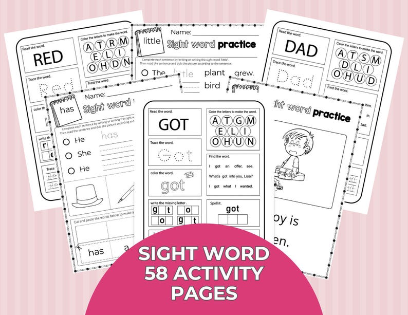 Sight Words Worksheets Bundle, Printable Sight Words Activity ...