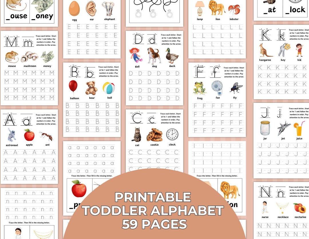 Printable Toddler Alphabet Learning Worksheets, Alphabet Coloring Pages ...
