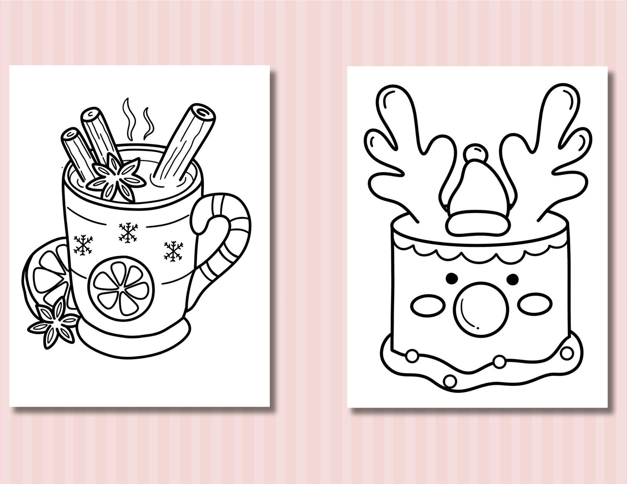 10 Christmas Desserts Coloring Pages, Bold and Easy Coloring Sheets ...
