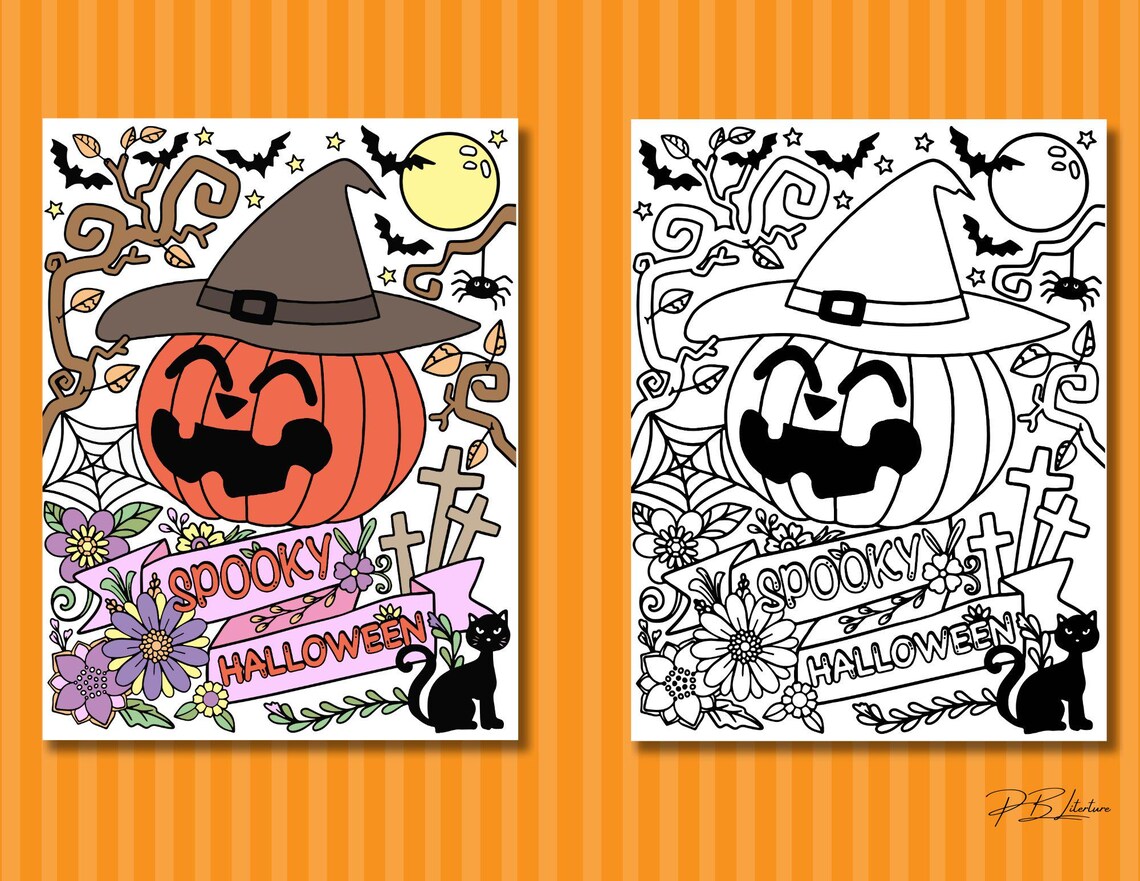 Scary & Cute Halloween Coloring Pages, Printable Halloween Coloring ...
