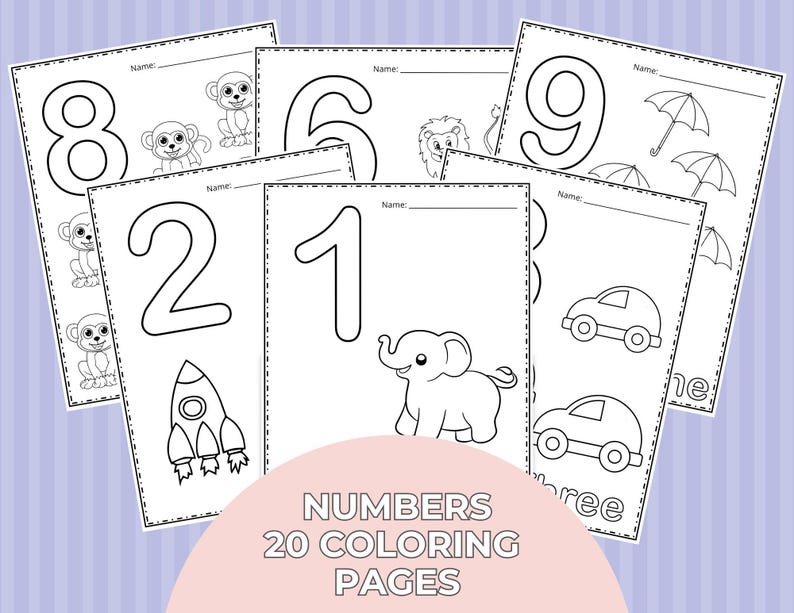 20 Printable Numbers Coloring Pages, Preschool Coloring Activities ...