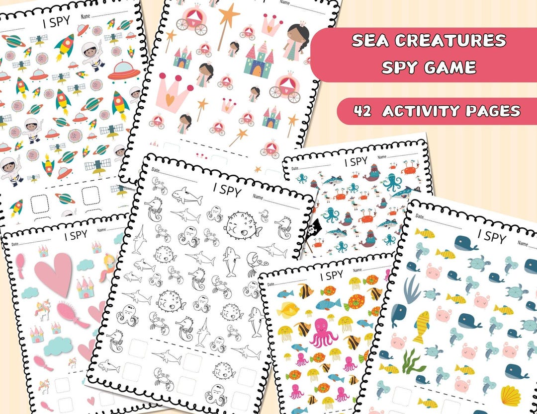 Sea Creatures Spy Game, Spy Printable Activities, Preschool Worksheets ...