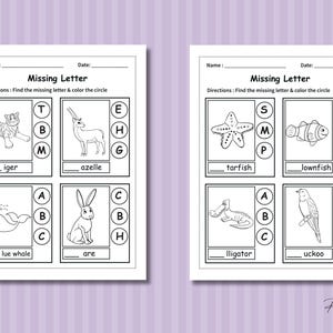 Missing Letter Printable Worksheets, Alphabet Learning Activity ...