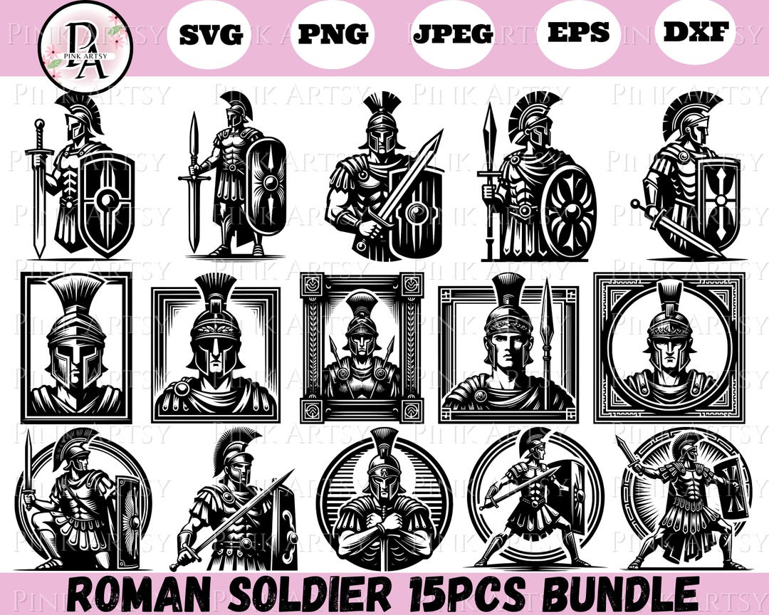 Roman Soldier SVG Bundle, Medieval Clipart Cricut & Laser Cut Files ...