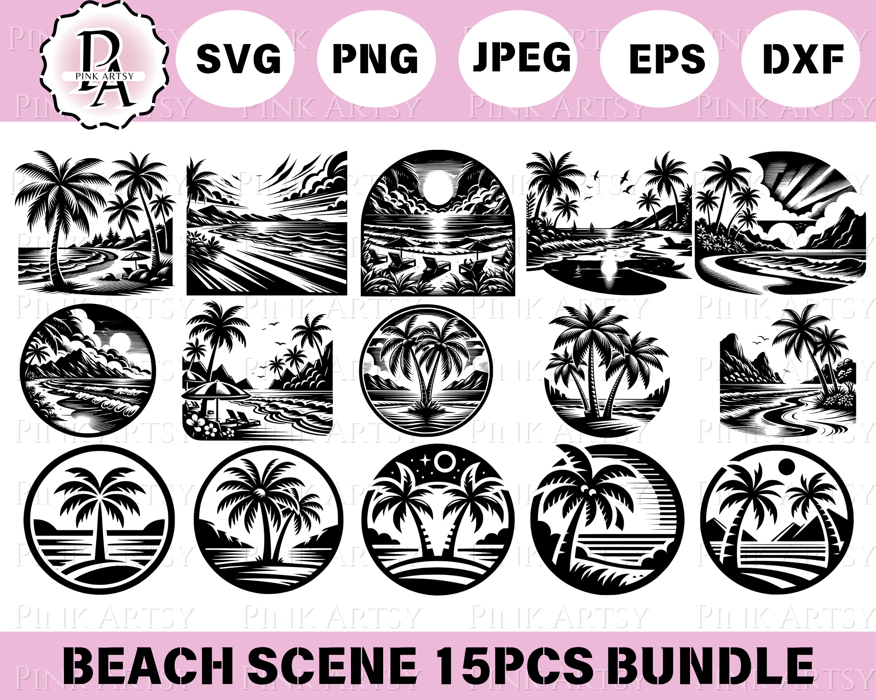 Beach Svg, Beach Bundle Svg Png Jpg Dxf Eps, Instant Download, Ocean ...