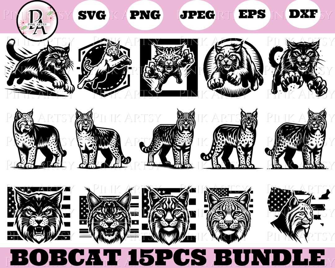 Bobcat SVG Bundle: Wild Cat - Dangerous Animal Clipart (svg, Png, Eps ...
