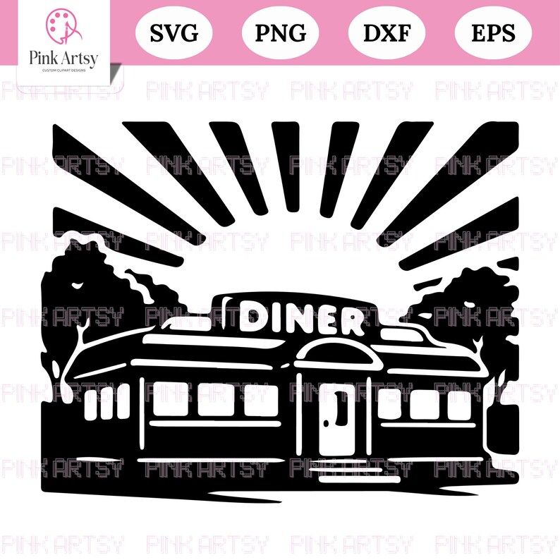 Retro Diner SVG Clipart Bundle | 1950s American Restaurant Designs ...