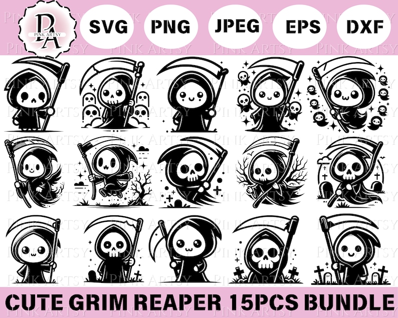 Cute Grim Reaper Svg Png Jpg Dxf Eps, Grim Reaper Svg, Instant Download ...