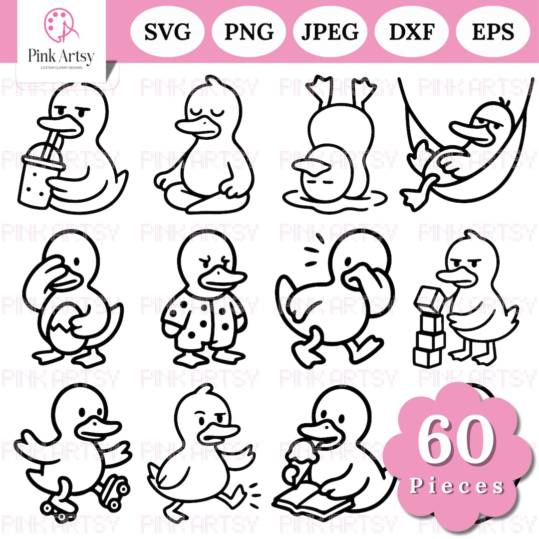 Funny Duck SVG Bundle - 60 Designs Custom Cricut Files (digital ...