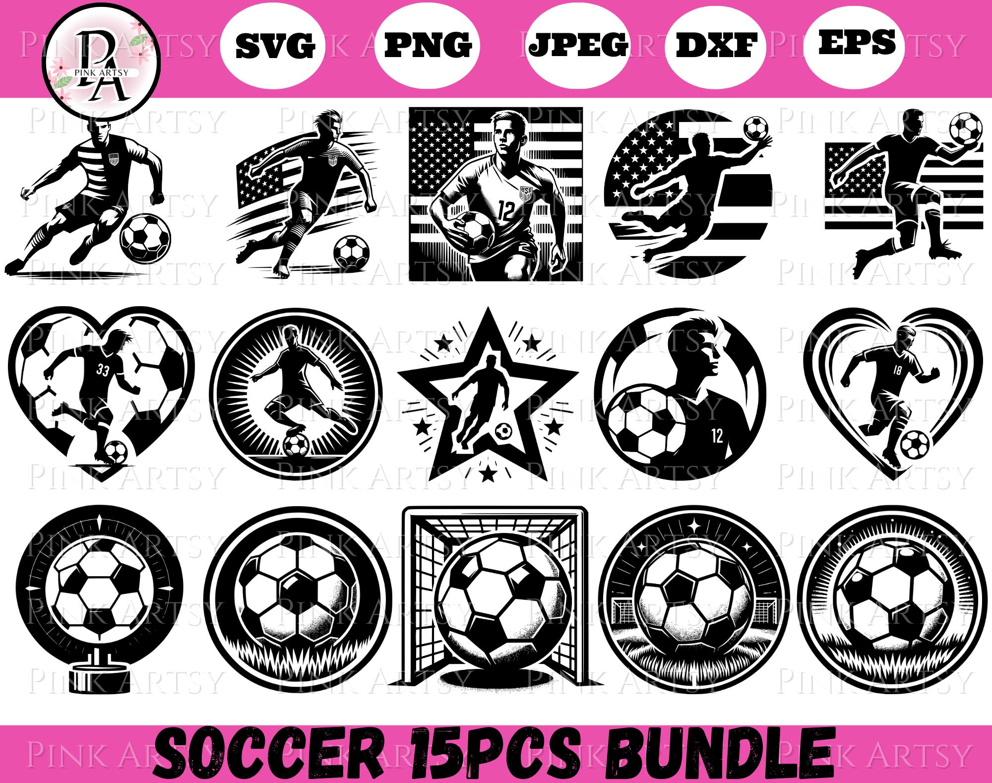 Soccer Bundle Svg Png Jpeg Dxf Eps Soccer Player Clipart Soccer Game ...