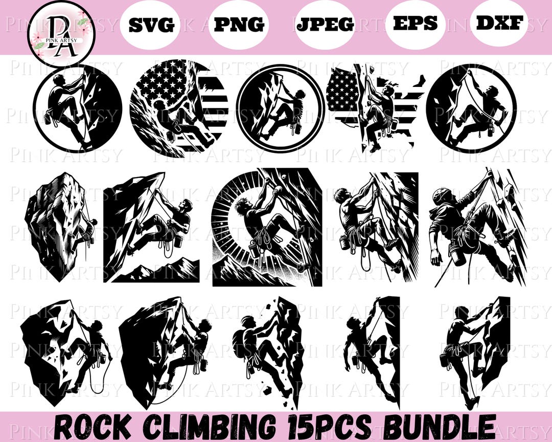 Rock Climbing Bundle Svg Png Jpeg Dxf Eps Rock Climbing Cricut or Laser ...