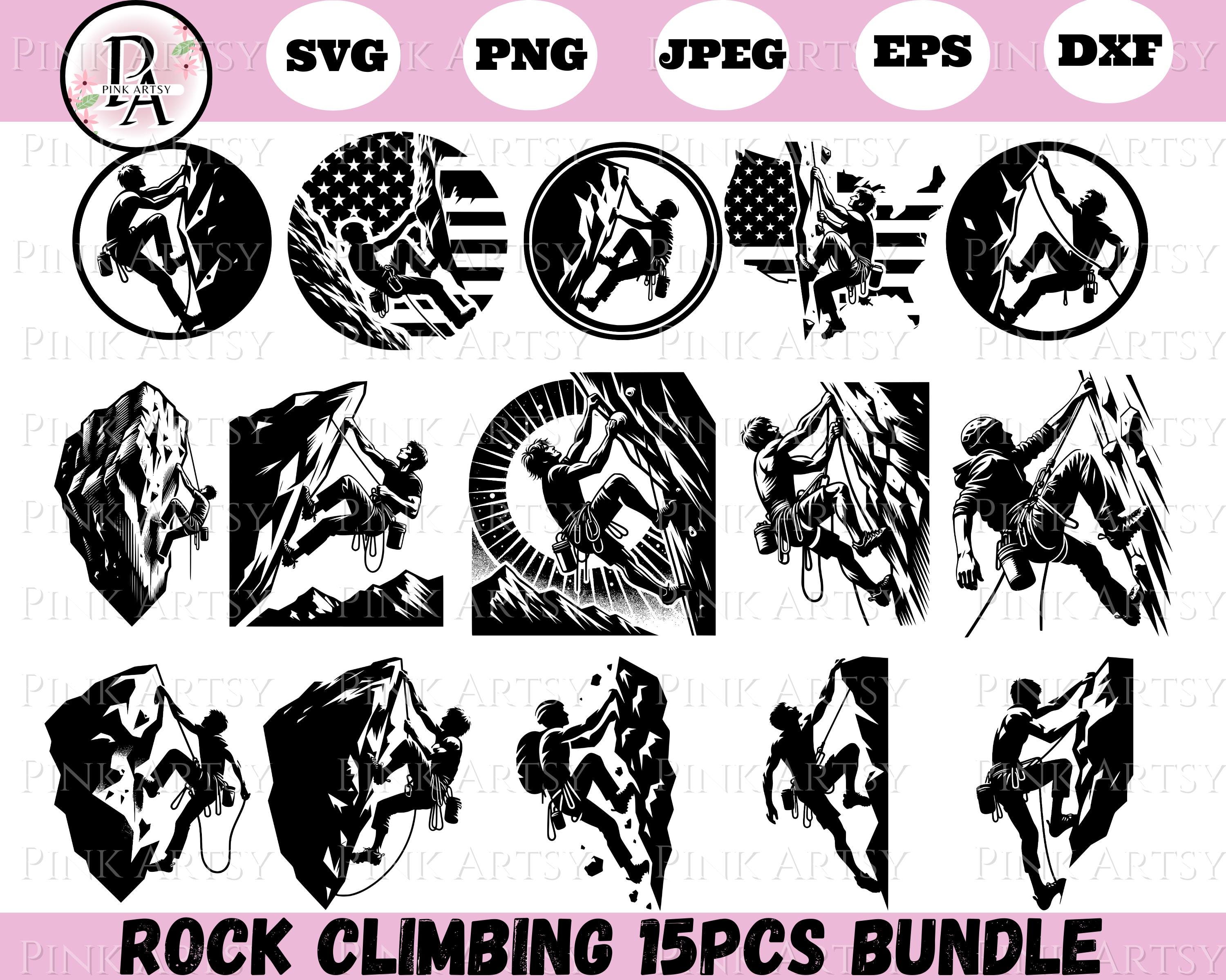 Rock Climbing Bundle Svg Png Jpeg Dxf Eps Rock Climbing Cricut or Laser ...