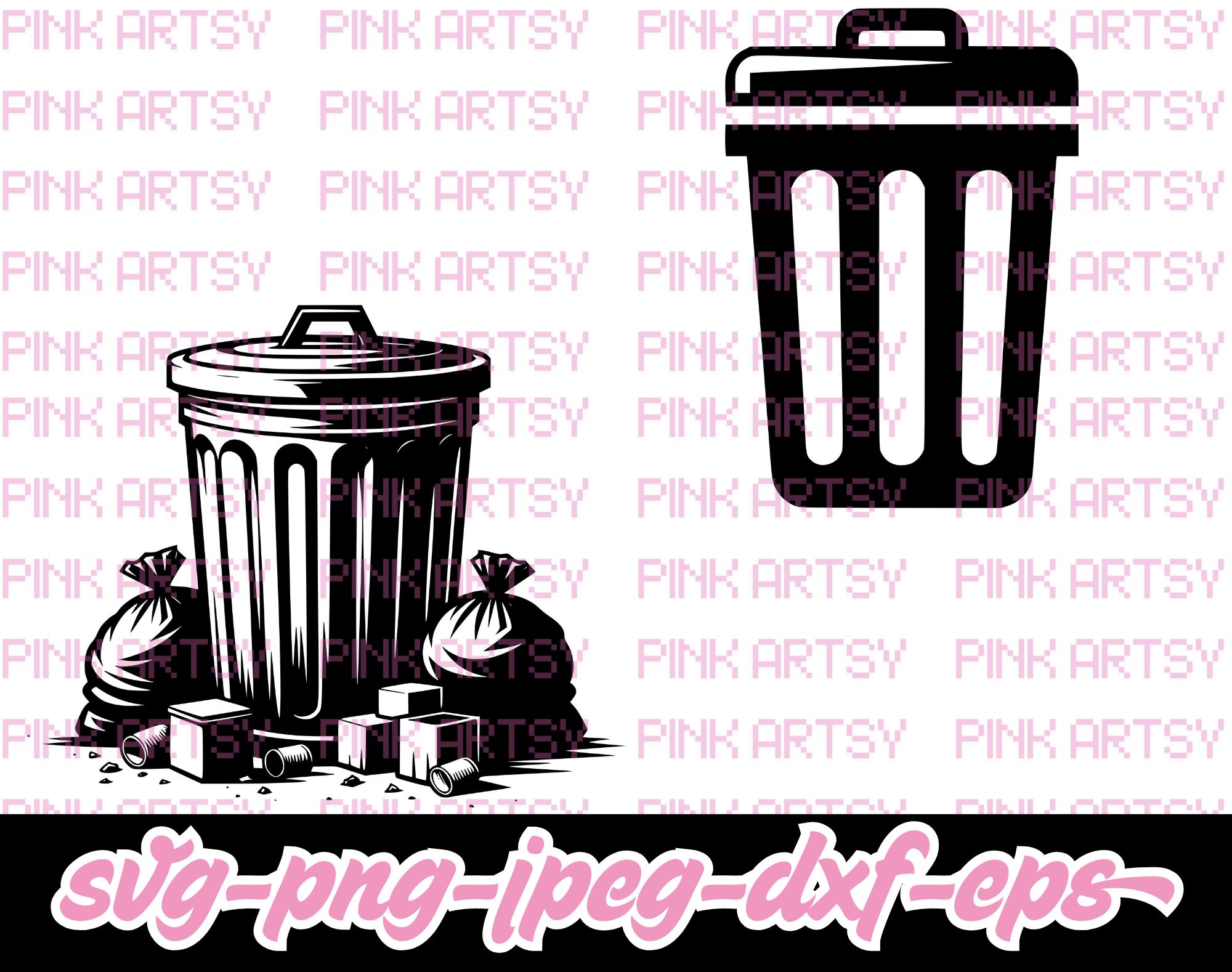 Trash Can Clipart Vector Bundle, Dancing Bin Silhouette (svg, Png, Jpeg ...