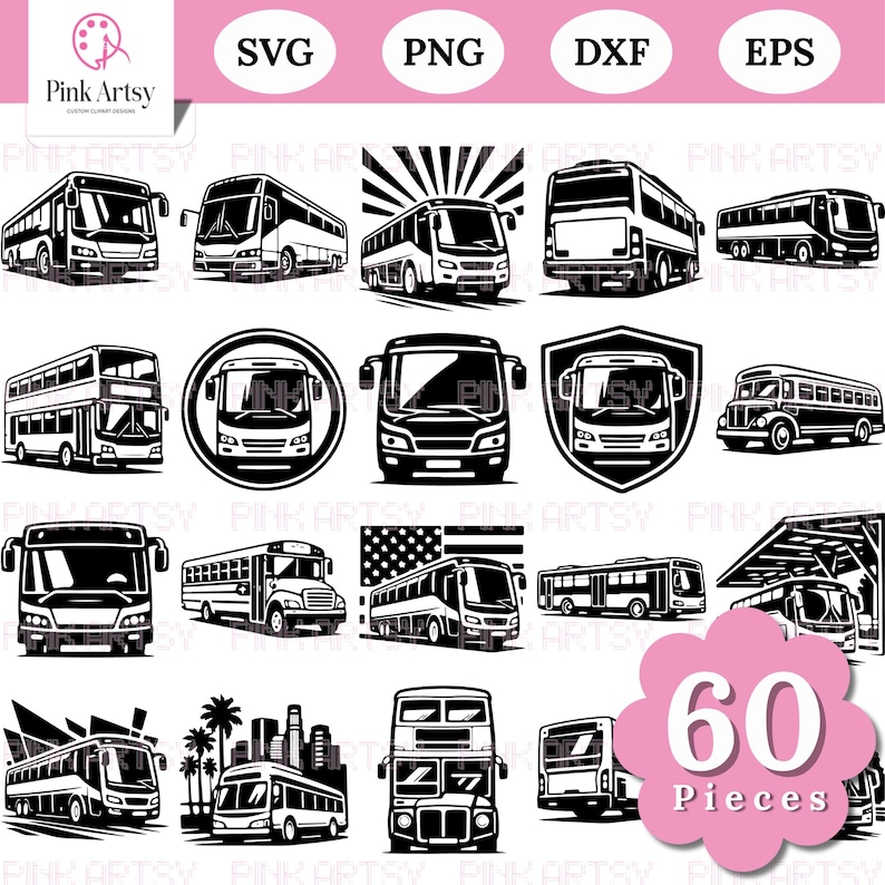 Bus SVG Clipart Bundle | School & City Bus Cut Files (digital Download ...