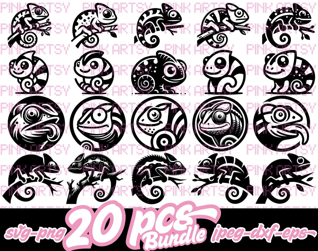 Chameleon Bundle Svg Png Jpeg Dxf Eps Reptile Animal Chameleon Svg Png ...