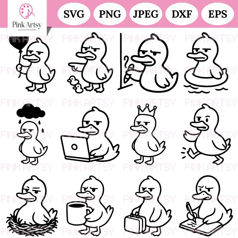 Funny Duck SVG Bundle - 60 Designs Custom Cricut Files (digital ...