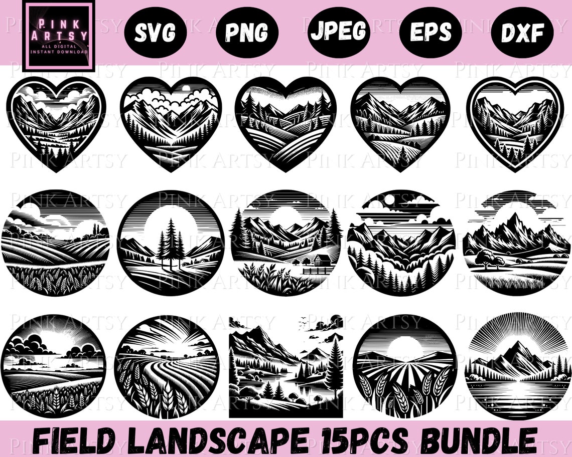 Field Landscape Svg Png Jpg Dxf Eps, Landscape Bundle, Landscape ...