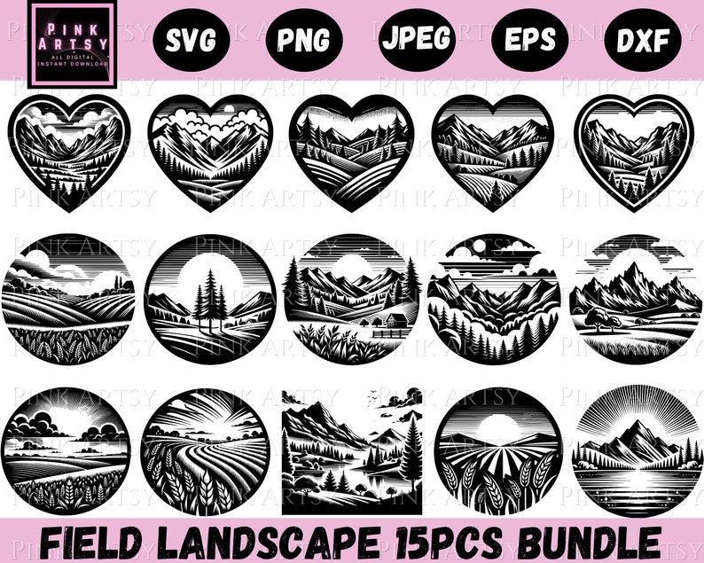 Field Landscape Svg Png Jpg Dxf Eps, Landscape Bundle, Landscape ...