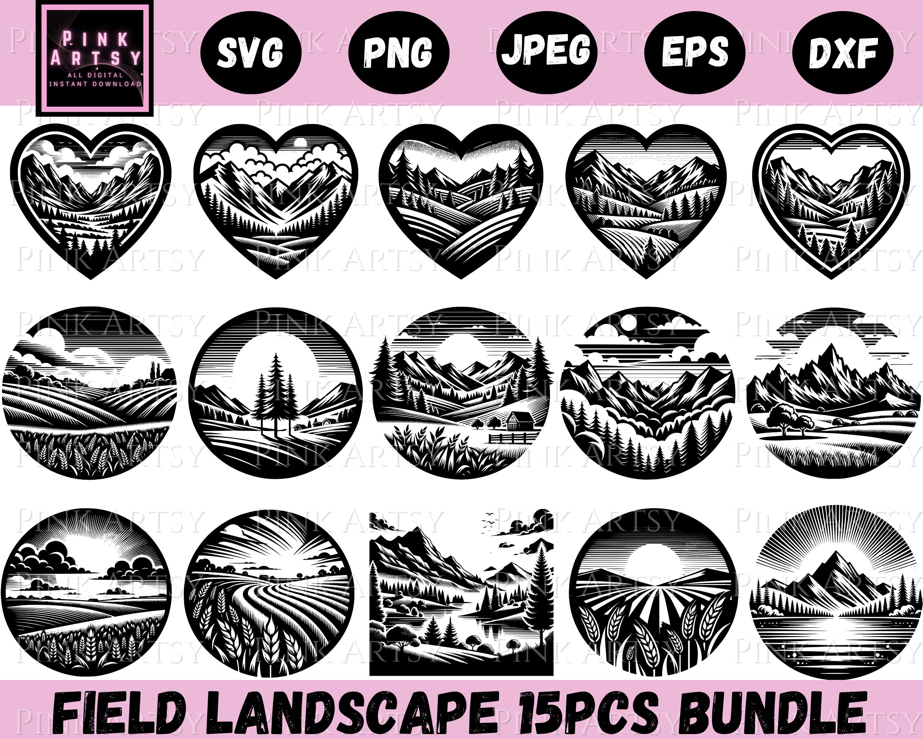 Field Landscape Svg Png Jpg Dxf Eps, Landscape Bundle, Landscape ...
