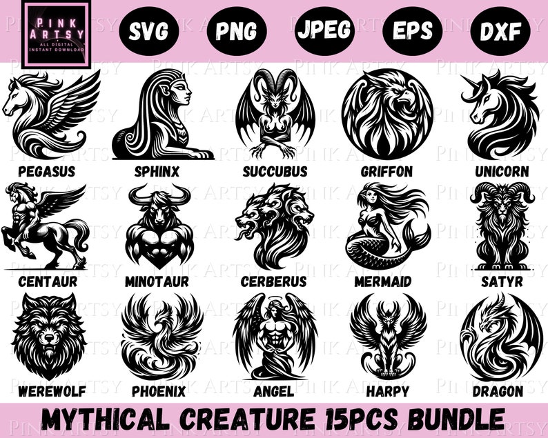 Mythical Creature Bundle, Pegasus, Sphinx, Succubus, Griffon, Unicorn ...
