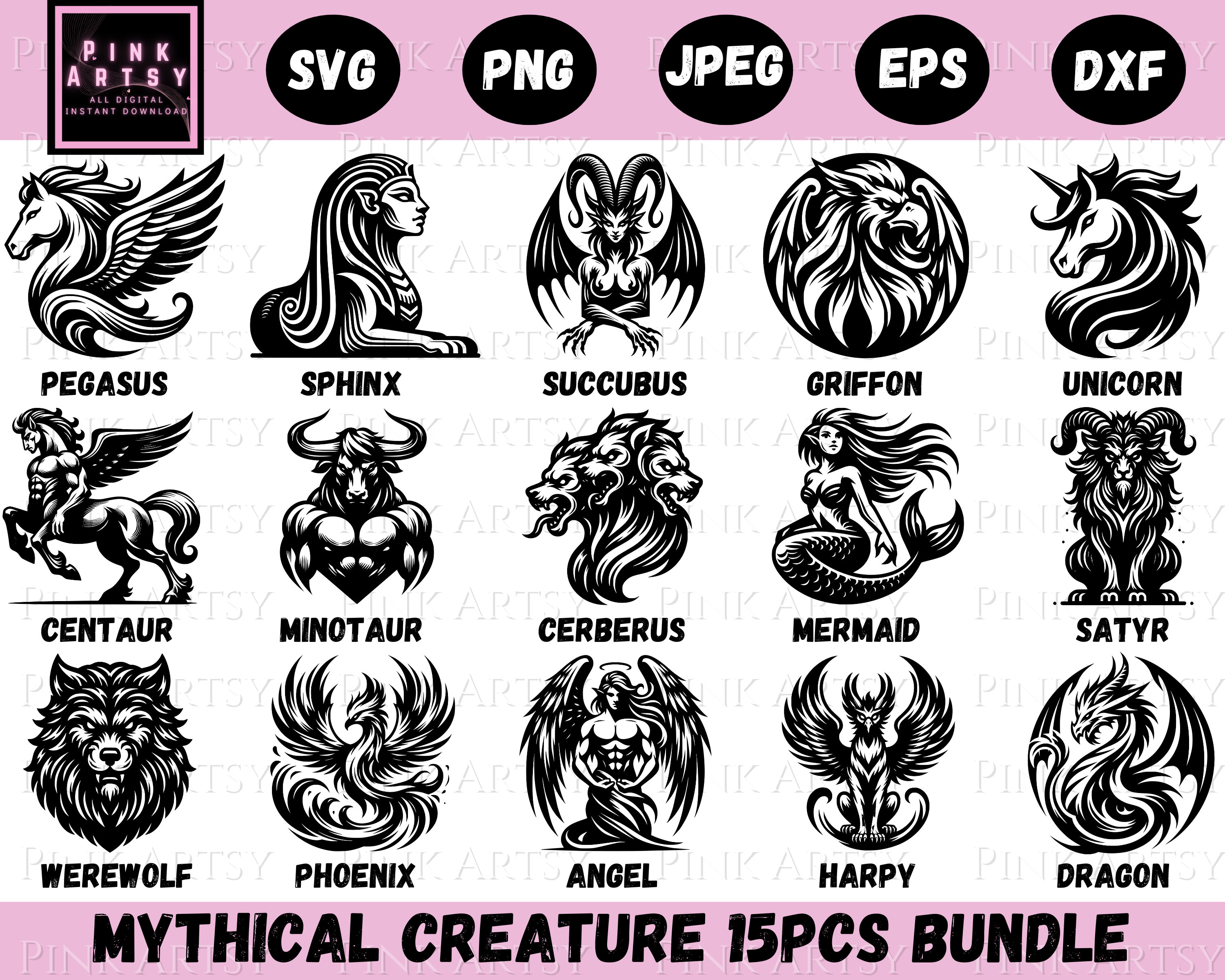 Mythical Creature Bundle, Pegasus, Sphinx, Succubus, Griffon, Unicorn ...