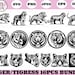 Tiger Bundle Svg Png Jpeg Dxf Eps Tigress Bundle Tiger Peeking Tiger Standing Tiger Sunglasses ...