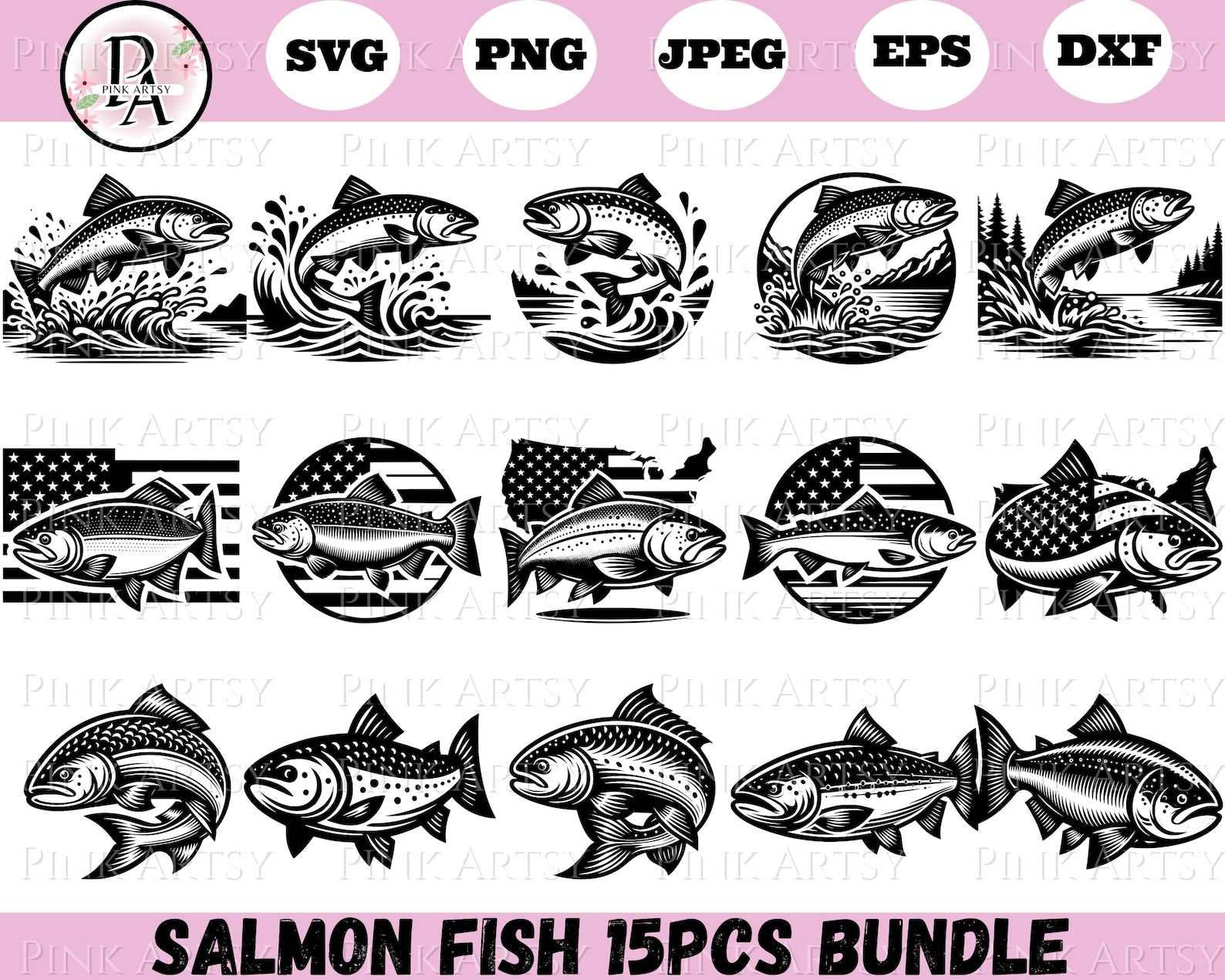 Salmon Fish Bundle Svg Png Salmon Svg Png Fish Bundle Svg Fish Clipart ...