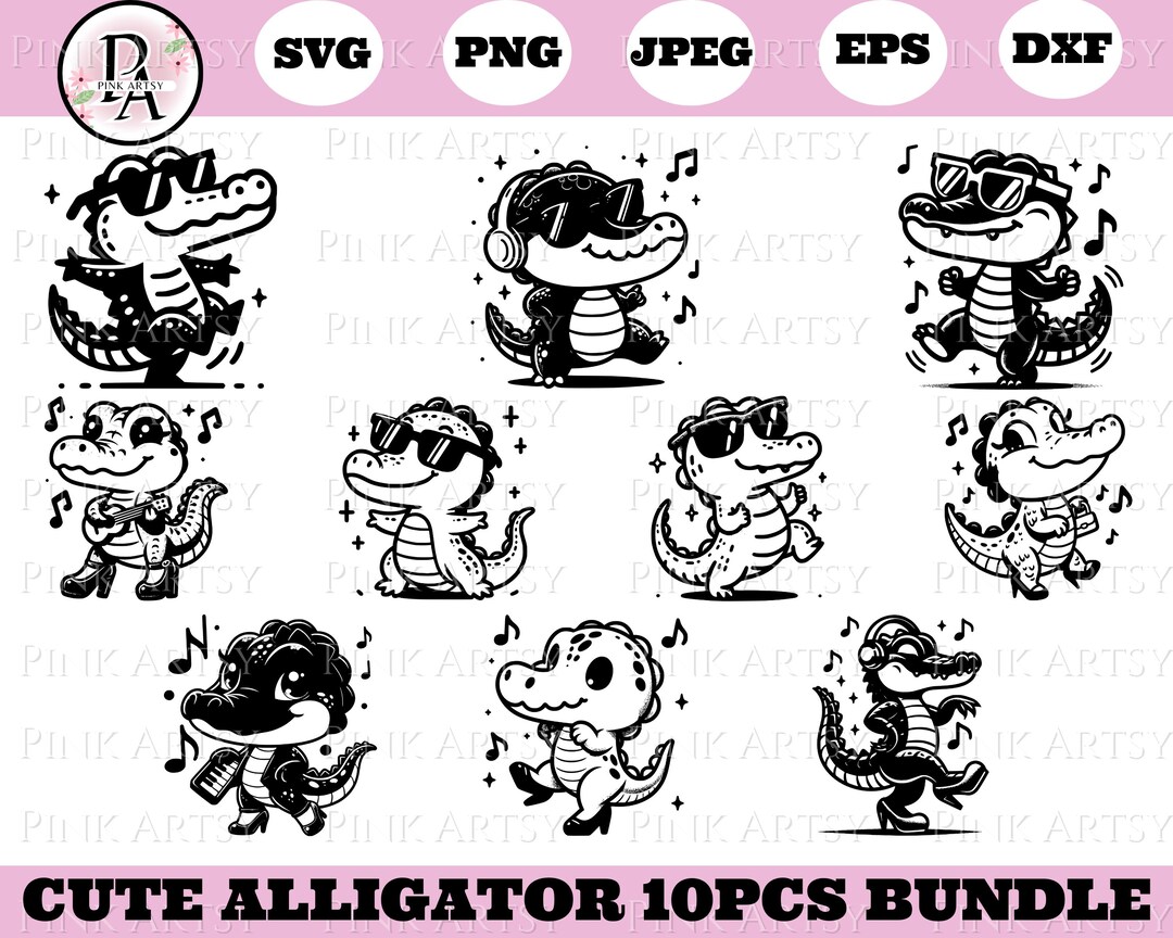 Cute Alligator Svg Png Cute Alligator Bundle Clipart Alligator Cartoon ...