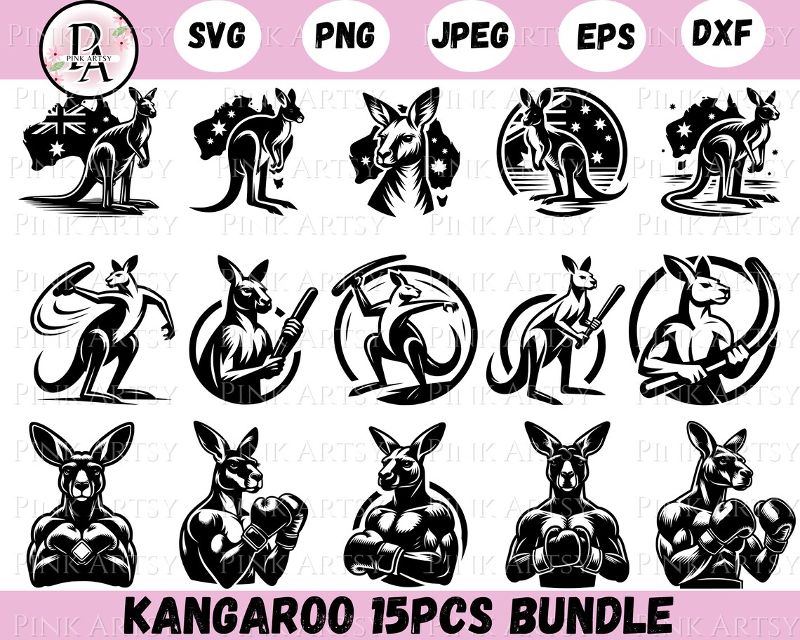 Kangaroo Bundle Svg Png Kangaroo Clipart Kangaroo Svg Cricut File ...
