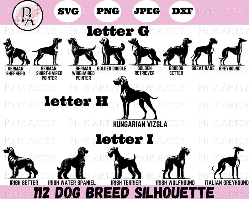 Dog Breed Silhouette SVG Mega Bundle (svg, Png, Jpeg, Dxf, Eps) - Etsy ...