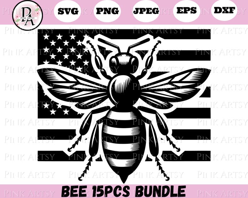 Abeja insecto paquete svg png jpeg dxf eps abeja reina EE. UU. panal de ...