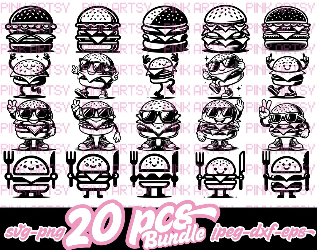 Cheeseburger Bundle Svg Png Jpeg Dxf Eps Burger Clipart Burger Cricut ...
