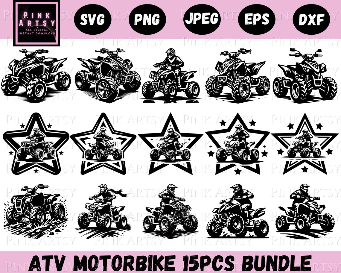 Atv Bike Bundle Svg Png Jpg Dxf Eps Atv Bike Clipart Atv Bike for ...