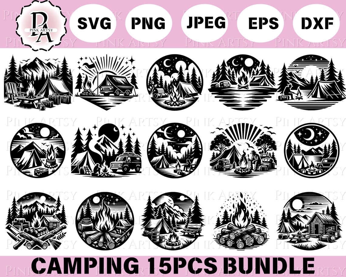 Camping Bundle - Svg Png Dxf Eps Jpeg - for Cricut Laser Sublimation ...