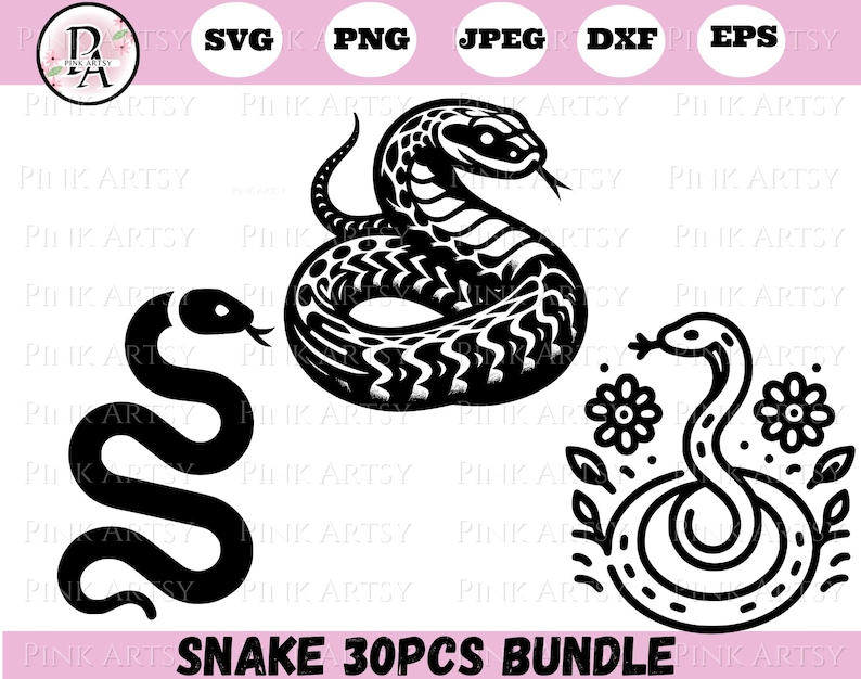Snake Bundle Svg Png Jpeg Snake Silhouette Snake Flower Clipart Snake ...