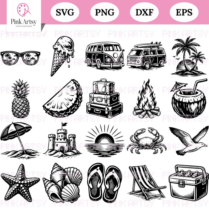 Summer Clipart Bundle, Tropical Beach Elements SVG (digital Download ...