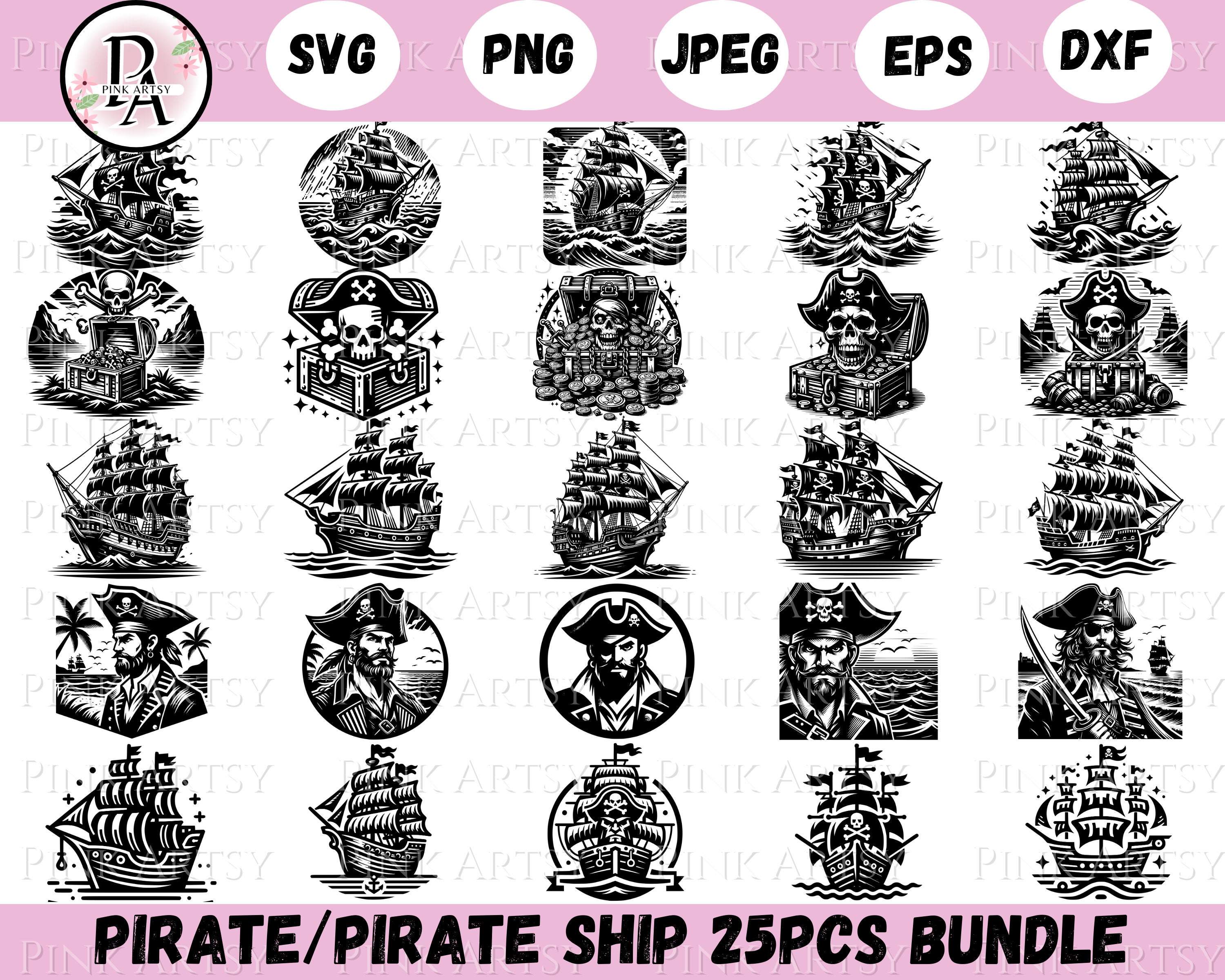 Pirate Svg Png Jpeg Dxf Eps Pirate Bundle Pirate Ship Svg Pirate ...