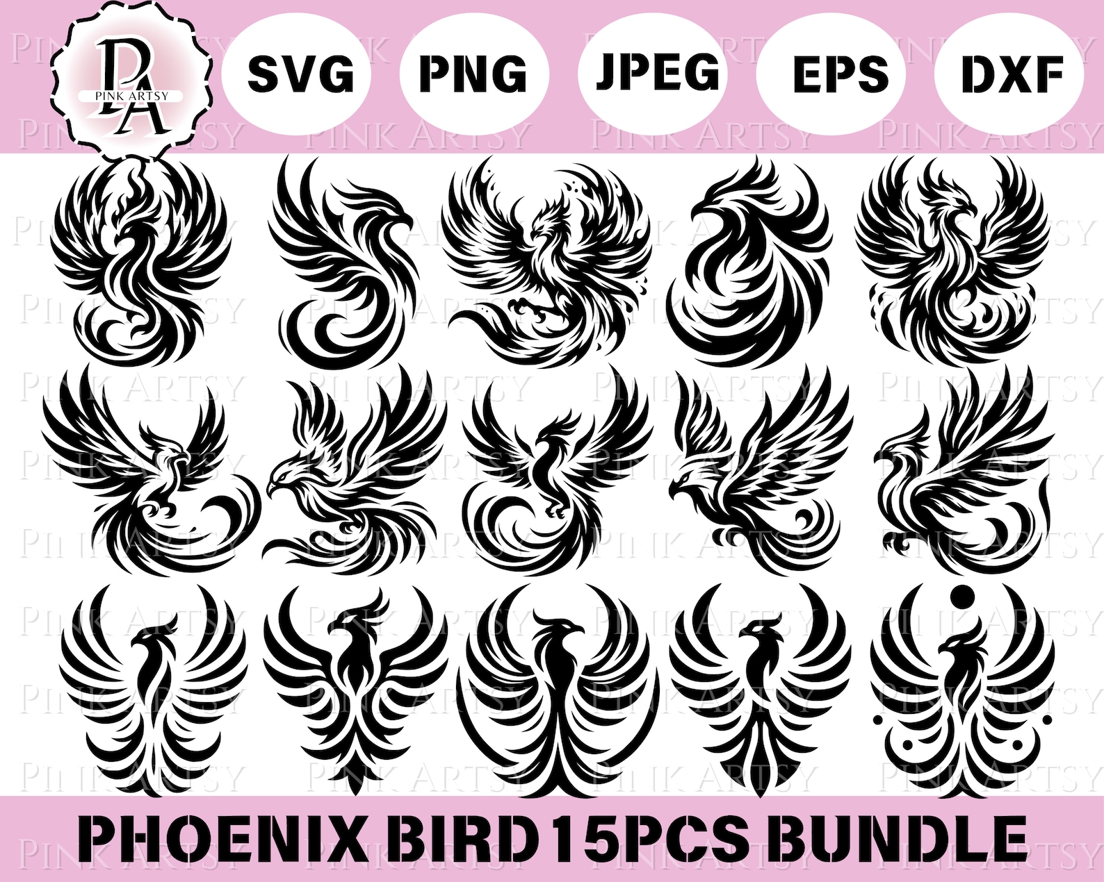 Phoenix Bird Svg Png Jpg Dxf Eps Mythical Creature Svg Phoenix Dragon ...