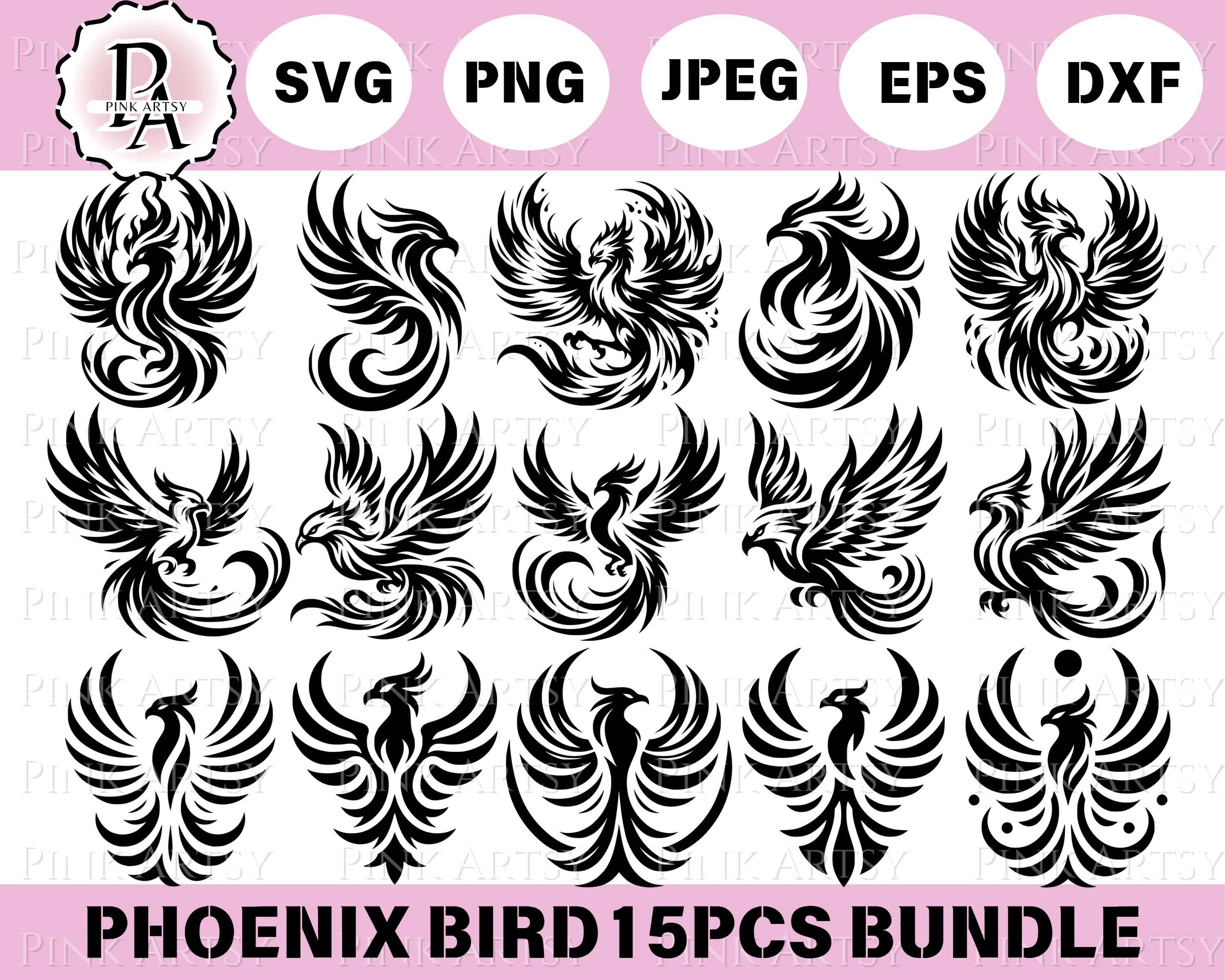 Phoenix Bird Svg Png Jpg Dxf Eps Mythical Creature Svg Phoenix Dragon ...
