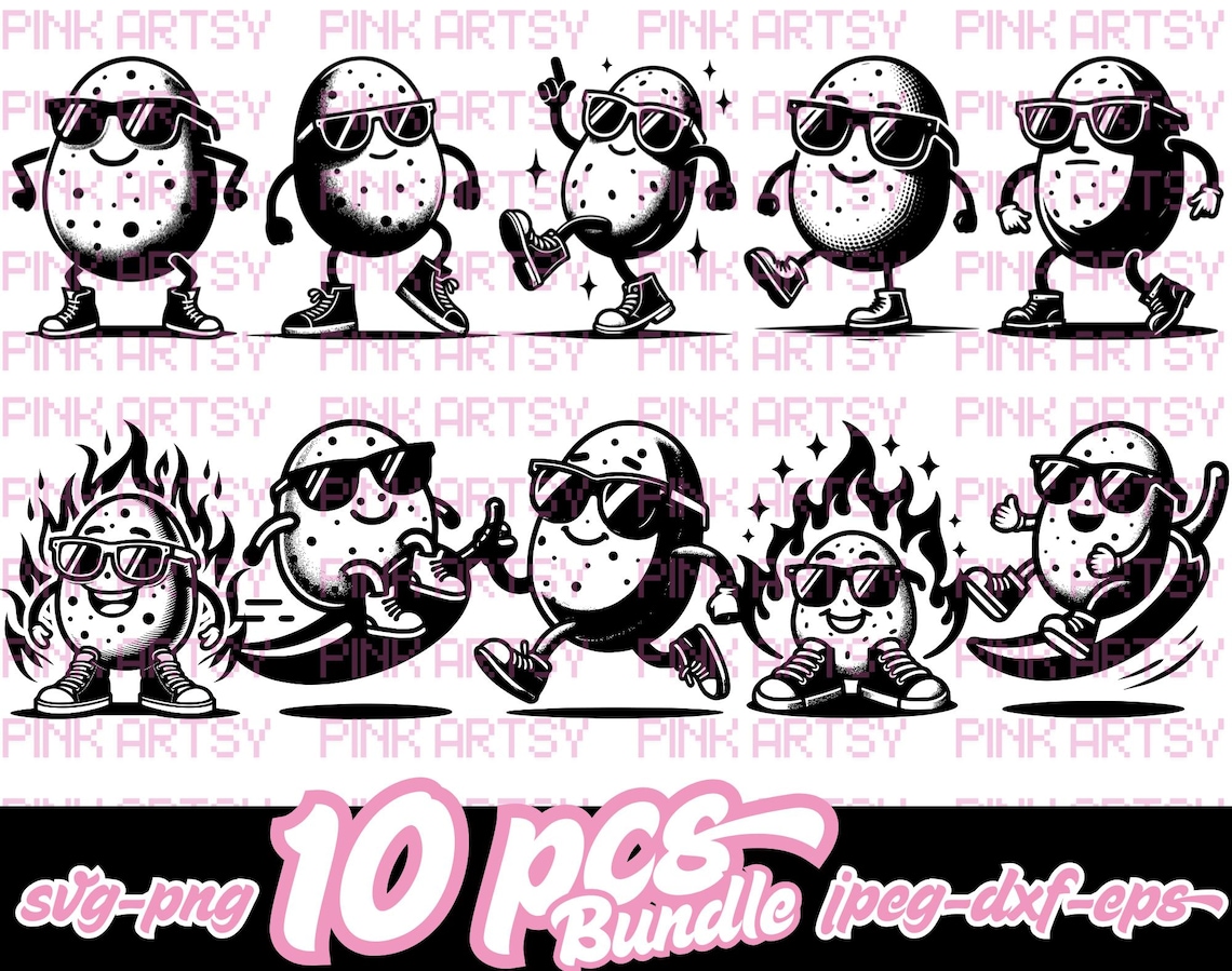 Cute Potato Bundle Potato Dancing Clipart Potato Vector Cute Potato Svg ...