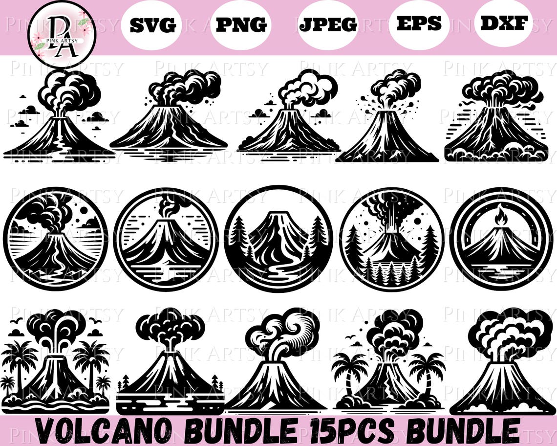 Volcano Bundle Svg Png Jpeg Dxf Eps Volcano Clipart Volcano Cricut ...