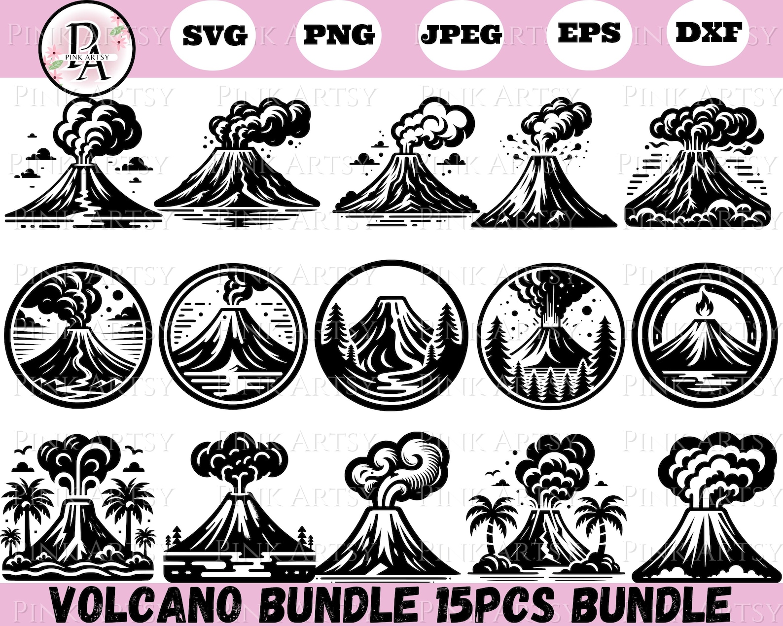 Volcano Bundle Svg Png Jpeg Dxf Eps Volcano Clipart Volcano Cricut ...