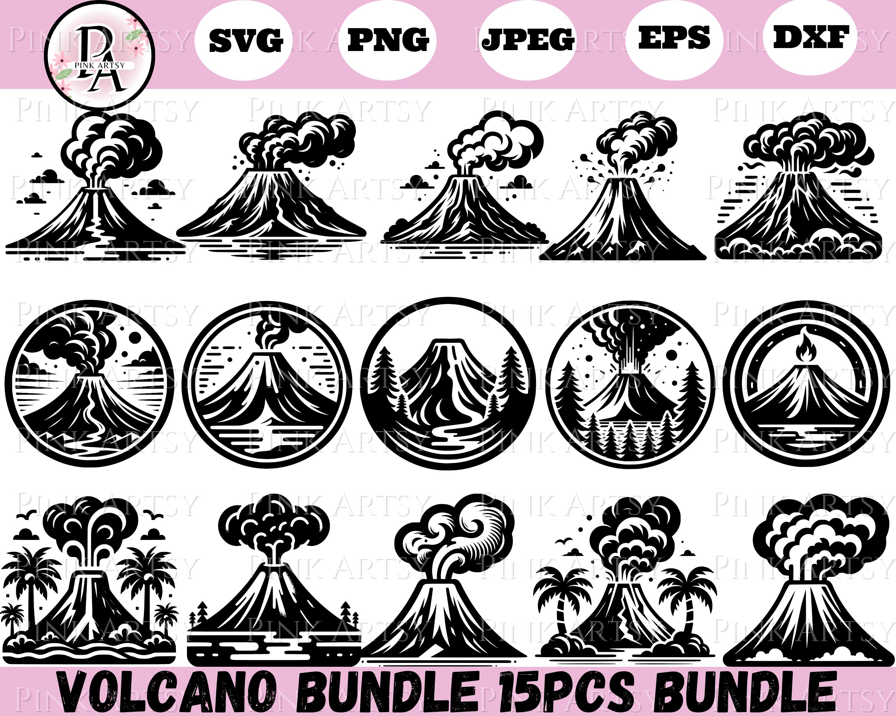Volcano Bundle Svg Png Jpeg Dxf Eps Volcano Clipart Volcano Cricut ...