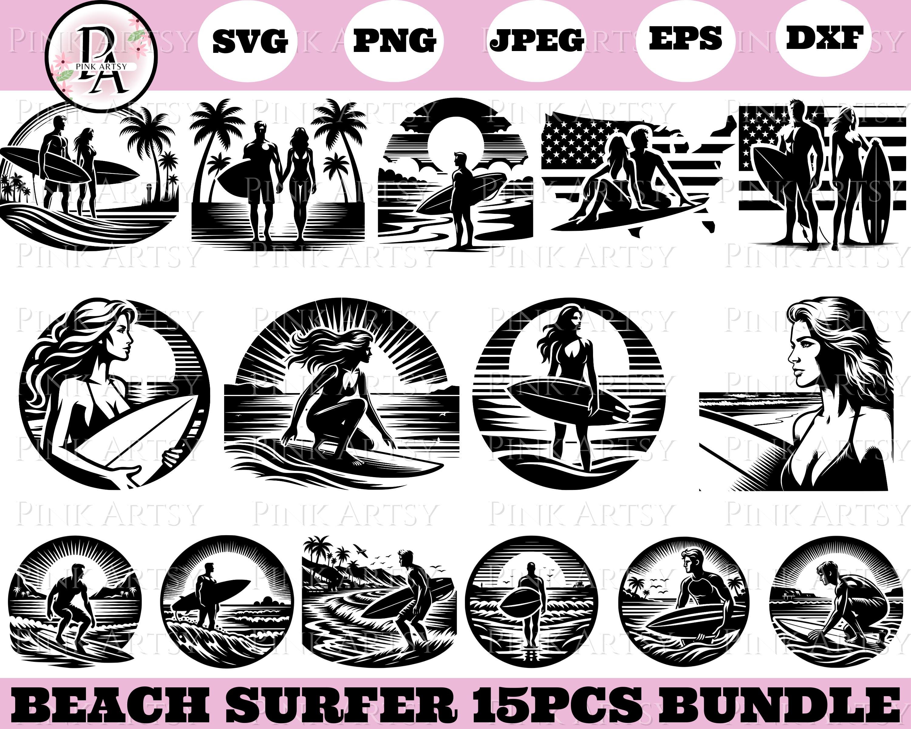 Surfer Bundle Svg Png Jpeg Dxf Eps Surfing Clipart Surfing Shirt Design ...